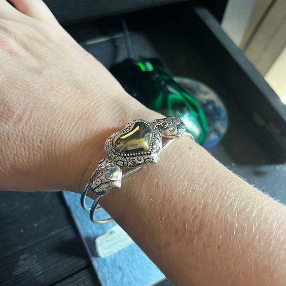 Jewelry | Silver And Gold Heart Bengal Bracelet | Poshmark